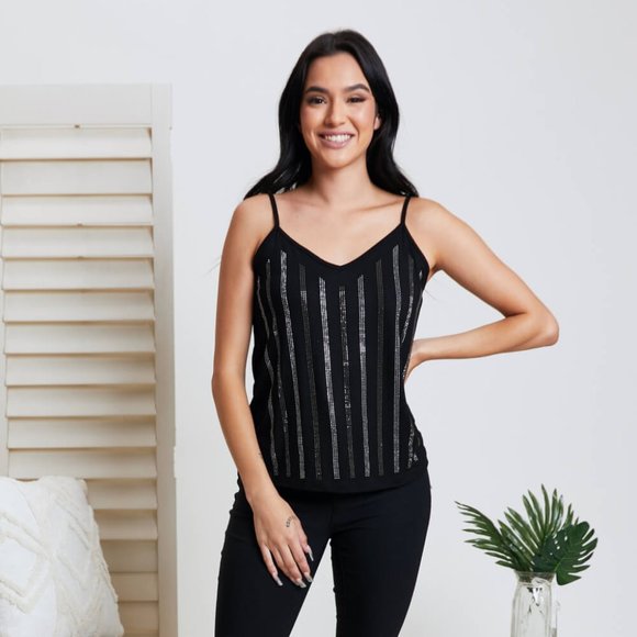 Vocal | Tops | Vocal Pier 39 Striped Glitter Cami | Poshmark
